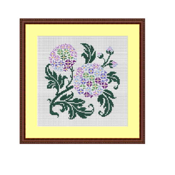 Instant Download Cross Stitch Chart. Floral Design Cross Stitch Patter ...